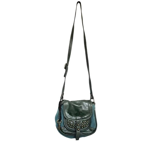 Fossil | Bags | Teal Fossil Leather And Suede Crossbody Bag | Poshmark